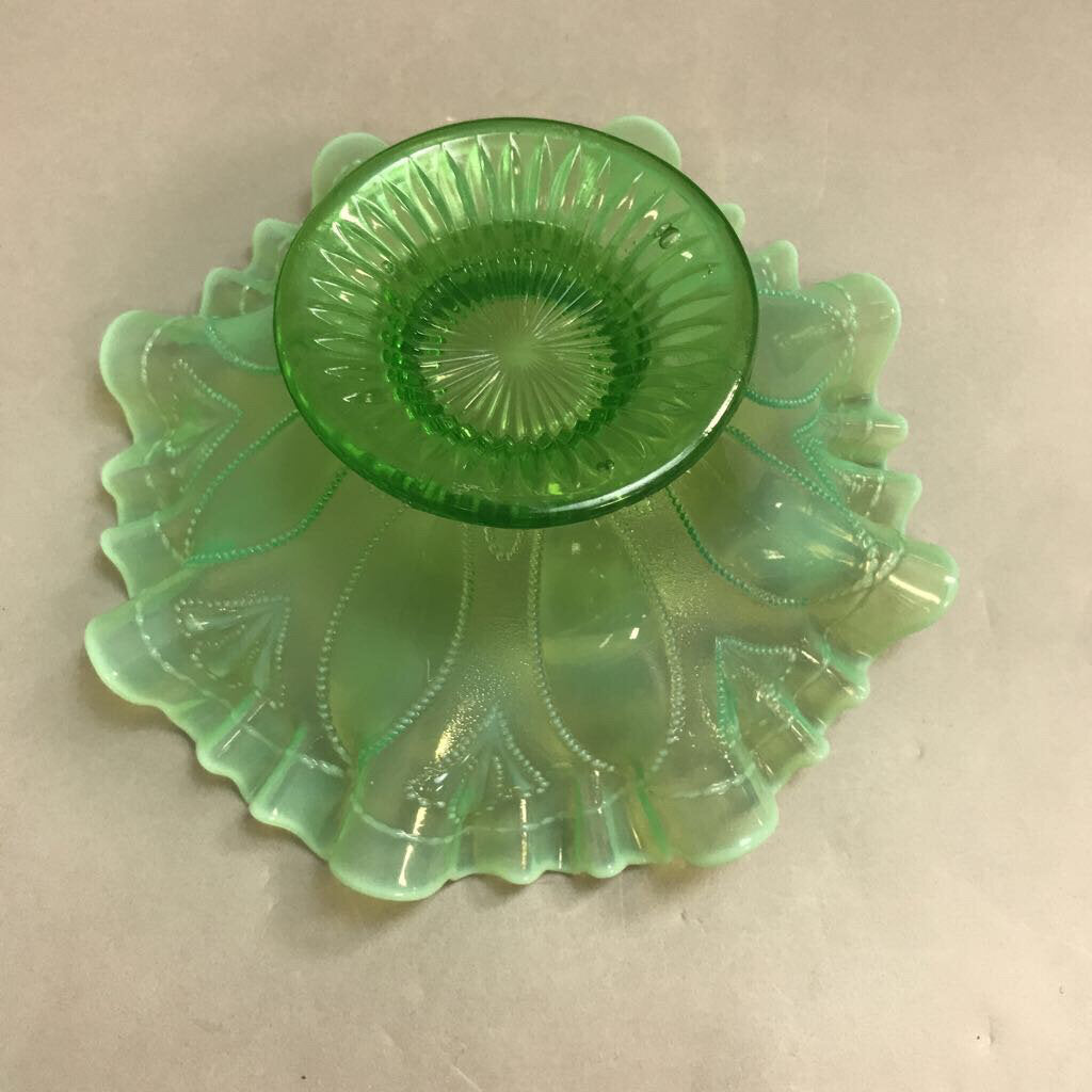 Vintage Dugan Opalescent Green Italian Ruffled Glass Bowl (4x8) – Main Street Estate Sales
