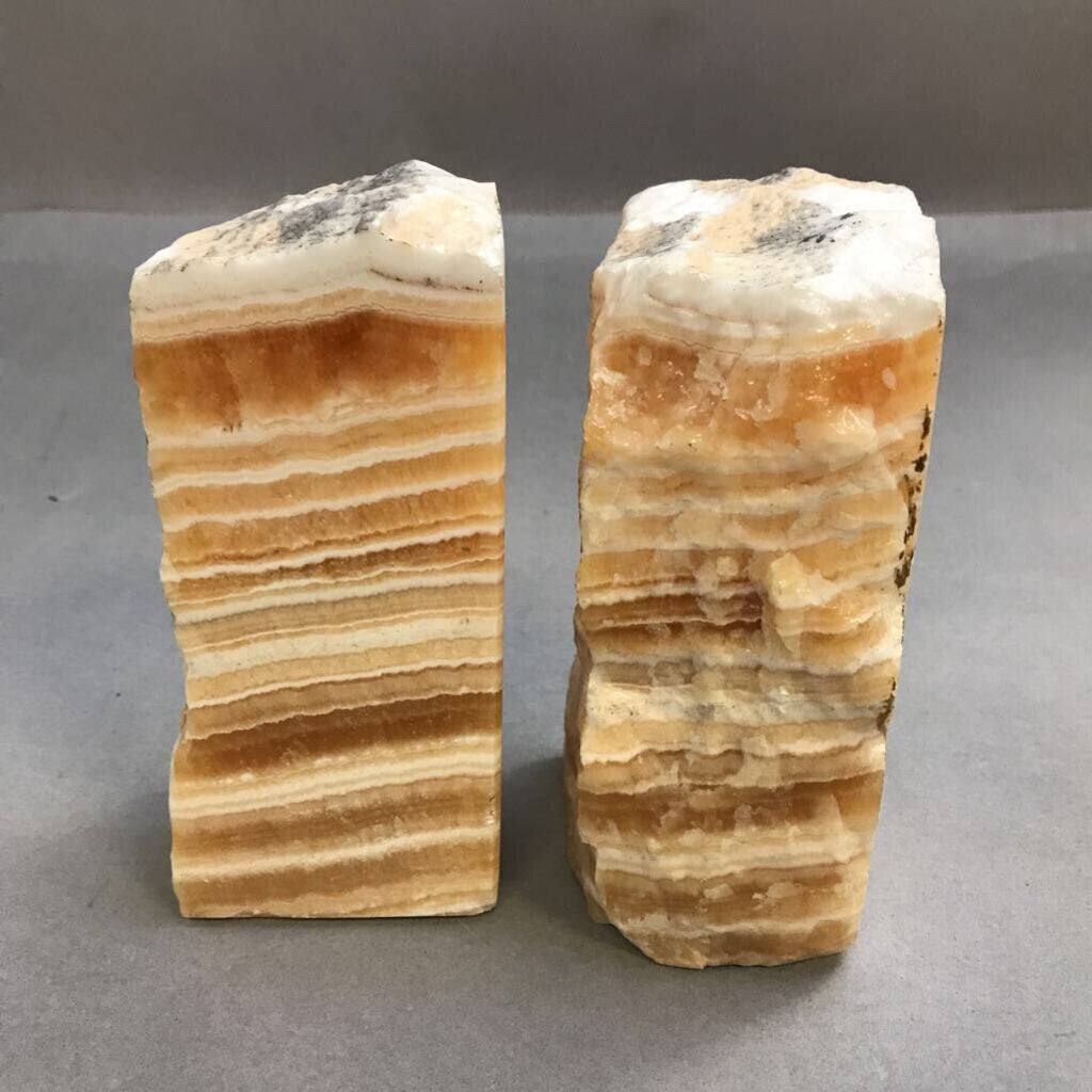 Banded Honey Onyx Bookend Pair (6.5") – Main Street Estate Sales