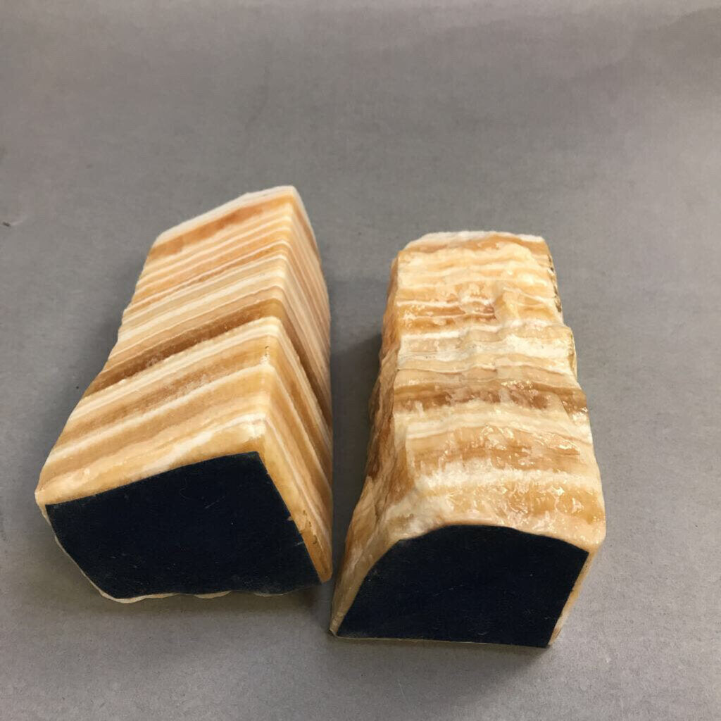 Banded Honey Onyx Bookend Pair (6.5") – Main Street Estate Sales