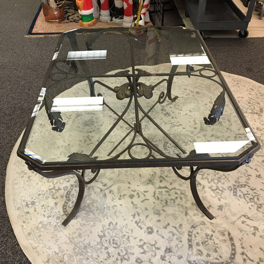 Glass Top Metal Frame Coffee Table (24x41x57) – Main Street Estate Sales